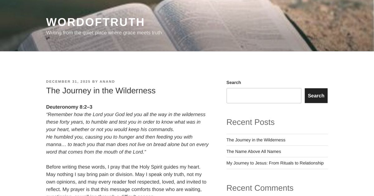 The Journey in the Wilderness – wordoftruth